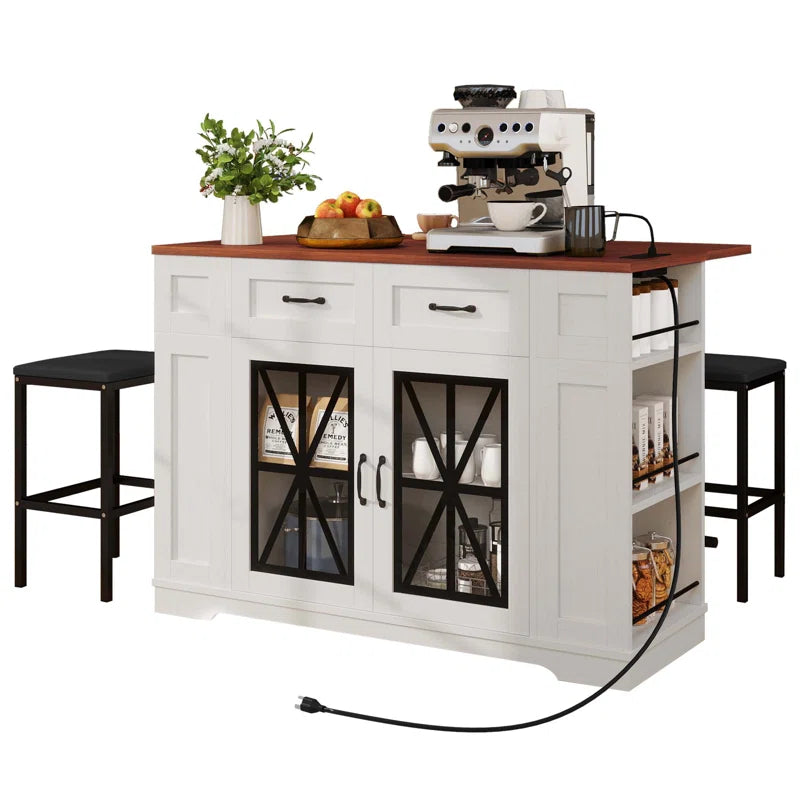 Kitchen Island Table: Large Portable Kitchen Island with Drop Leaf, St ...