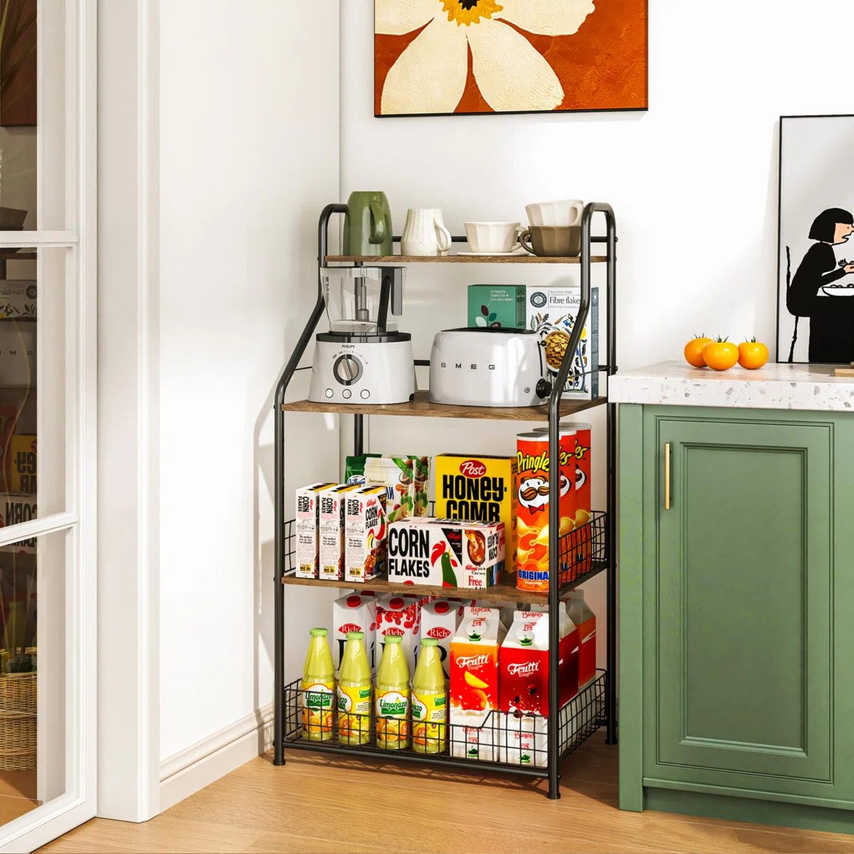 Kitchen Racks: 4-Tier Microwave Stand with Storage, Kitchen Bakers Rac ...