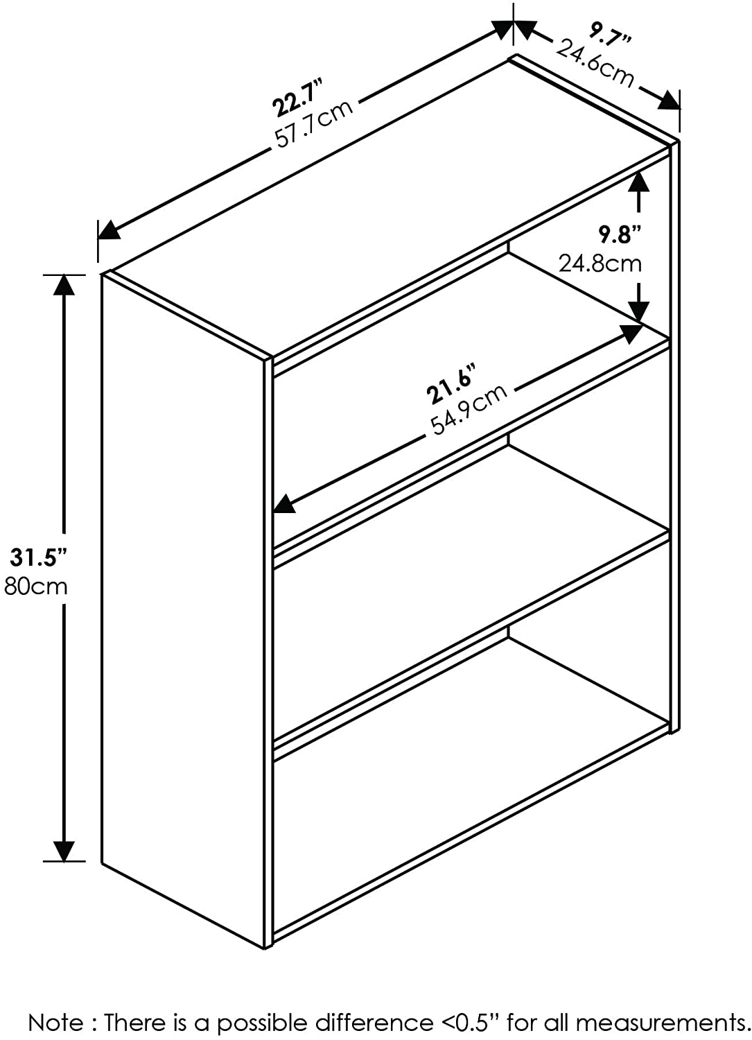 Bookshelf Plain White 3 Tier Open Shelf Bookcase GKW Retail Bookshelf Plain White 3 Tier Open Shelf Bookcase GKW Retail